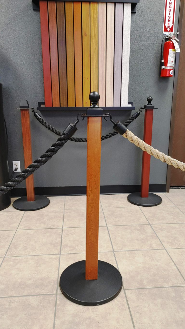 Wood Post Stanchions - Wooden Post and Rope Barriers